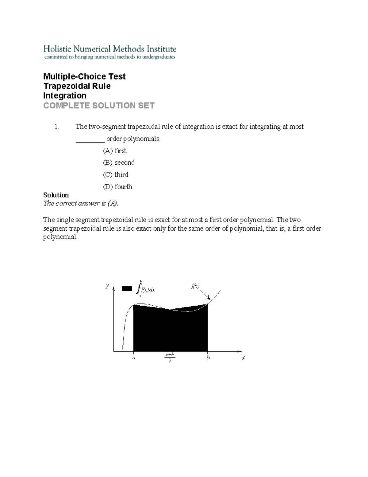 Trap Quiz - trapezoidal - Multiple-Choice Test Trapezoidal Rule ...