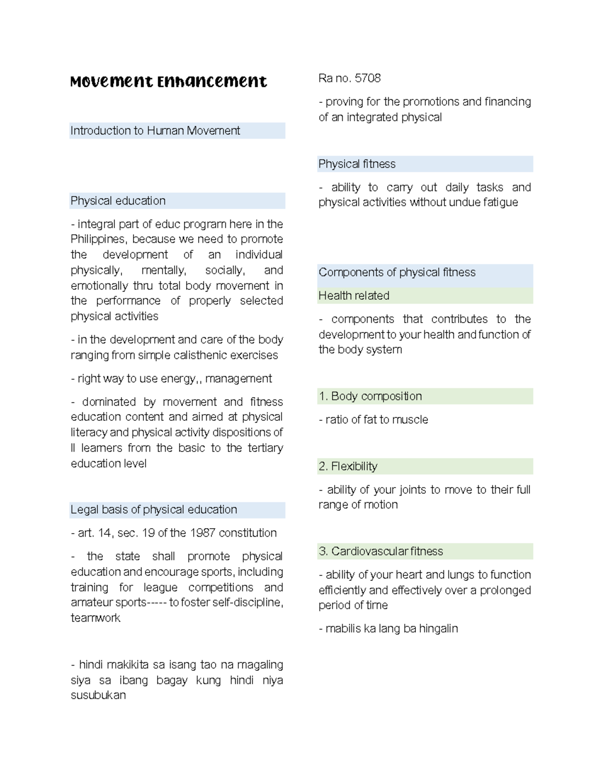 Movement- Enhancement - Movement Enhancement Introduction to Human ...