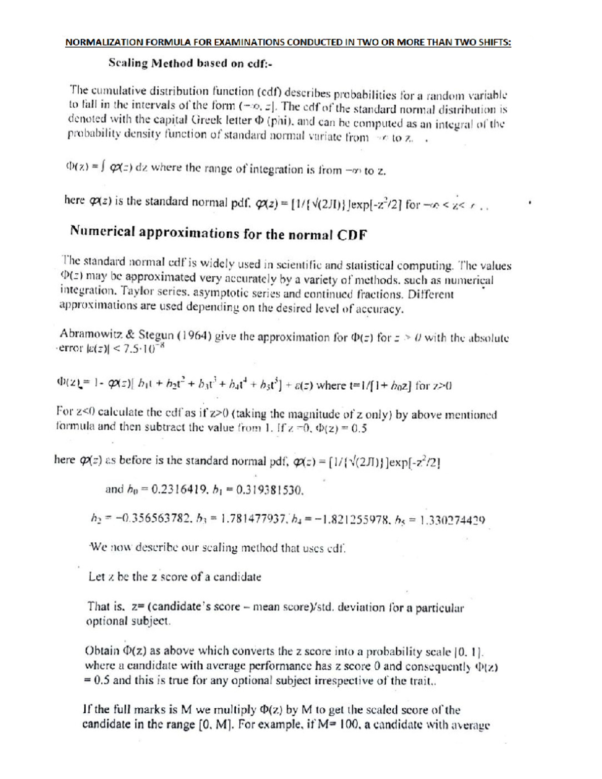 Normalisation Formula - NORMALIZATION FORMULA FOR EXAMINATIONS ...