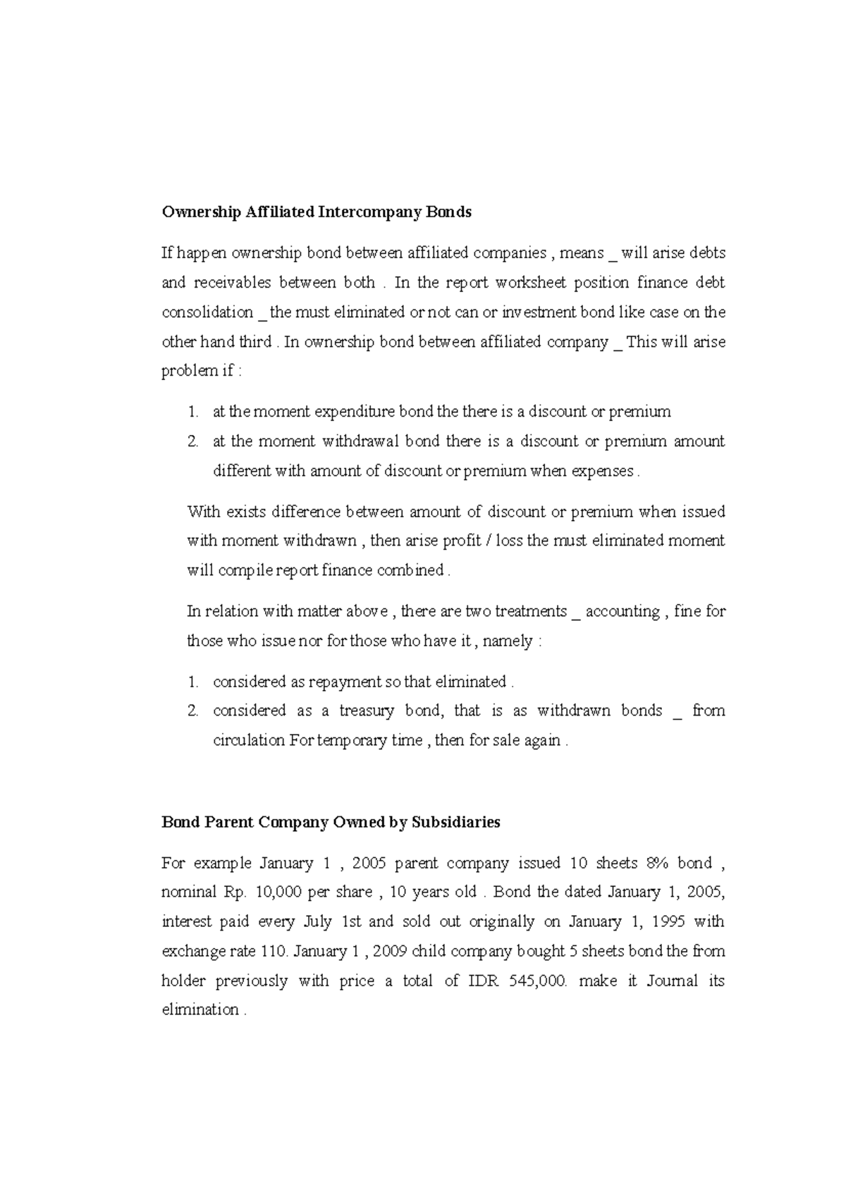 Ownership Affiliated Intercompany Bonds - In the report worksheet ...