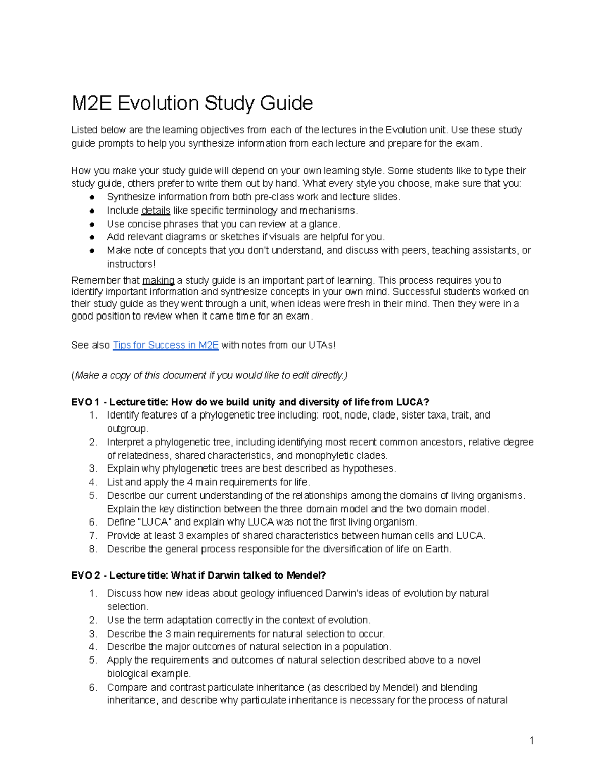 M2E Evolution Study Guide - M2E Evolution Study Guide Listed below are ...