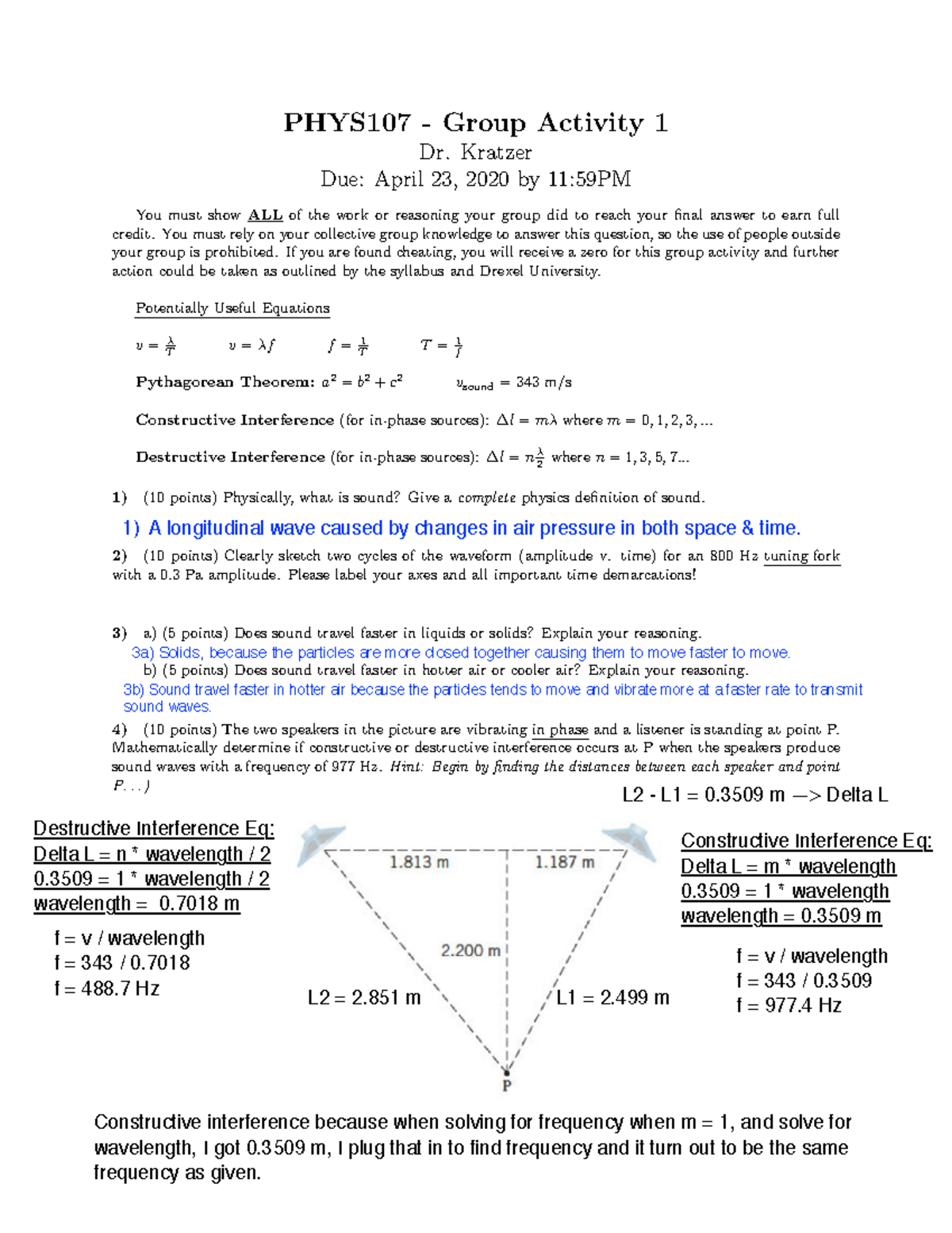 GA1 - Group Activity Work - PHYS107 - Group Activity 1 Dr. Kratzer Due ...