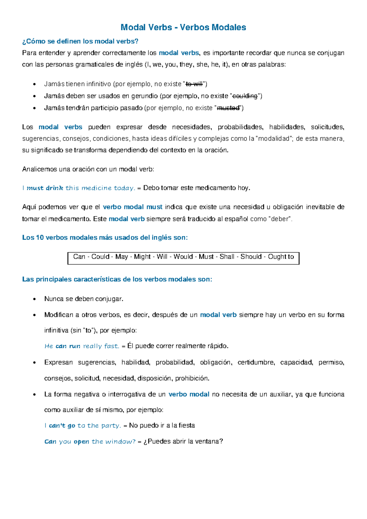 Verbos Modales - Modal Verbs - Verbos Modales ¿Cómo se definen los modal verbs? Para entender y ...
