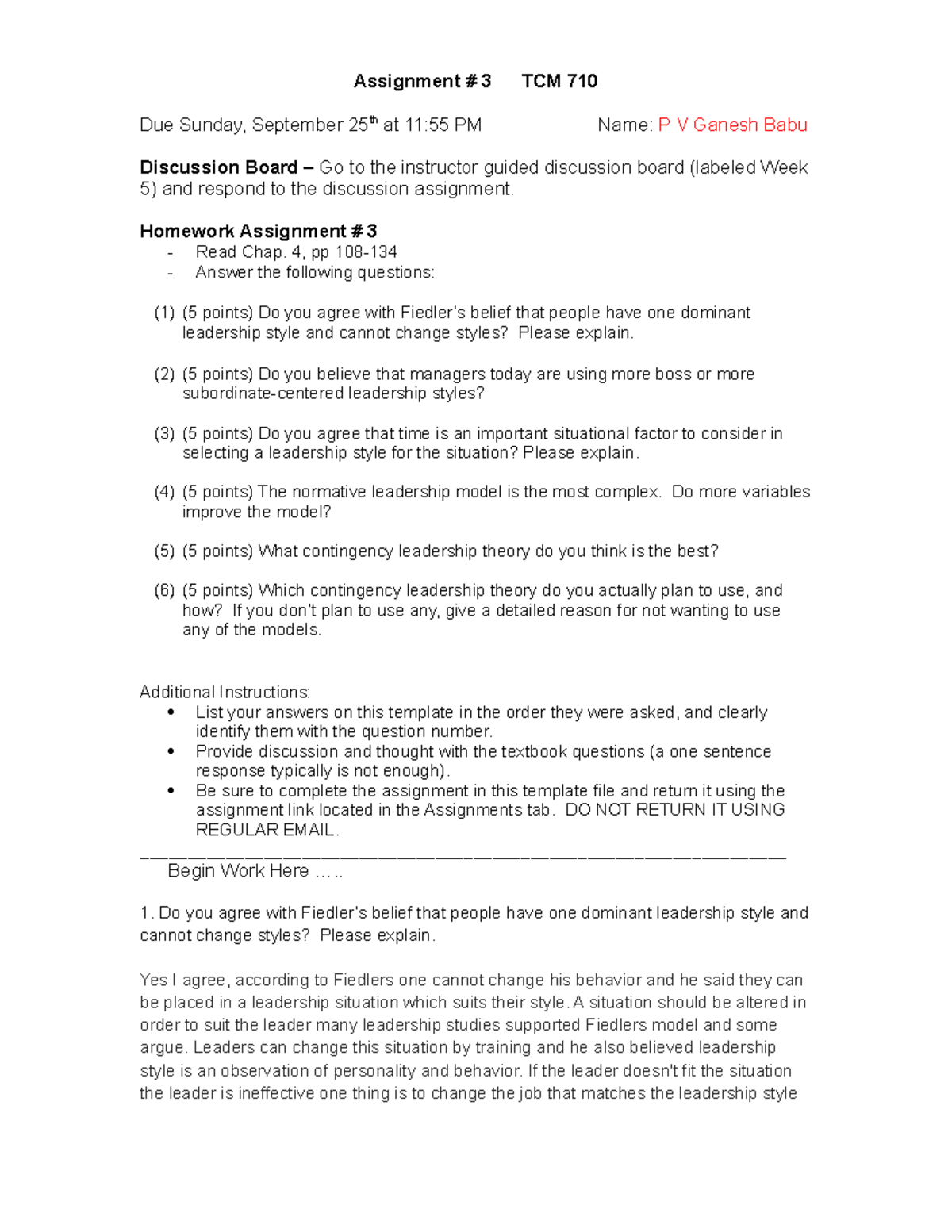 Assignment 3 - Homework Assignment # 3 Read Chap. 4, pp 108- Answer the following questions: (1 ...