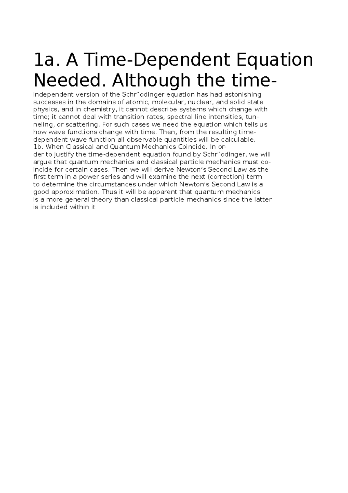 Quantum mat and problemsolving - 1a. A Time-Dependent Equation Needed ...