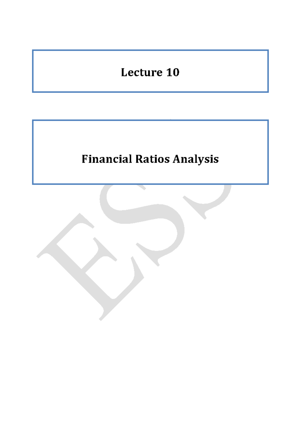 Financial Ratios Analysis Week-3 - Financial Ratios Analysis Lecture 10 ...