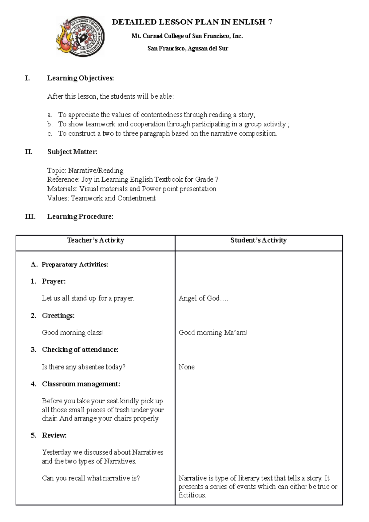 Detailed- Lesson-PLAN- Reading Comprehension - . DETAILED LESSON PLAN ...