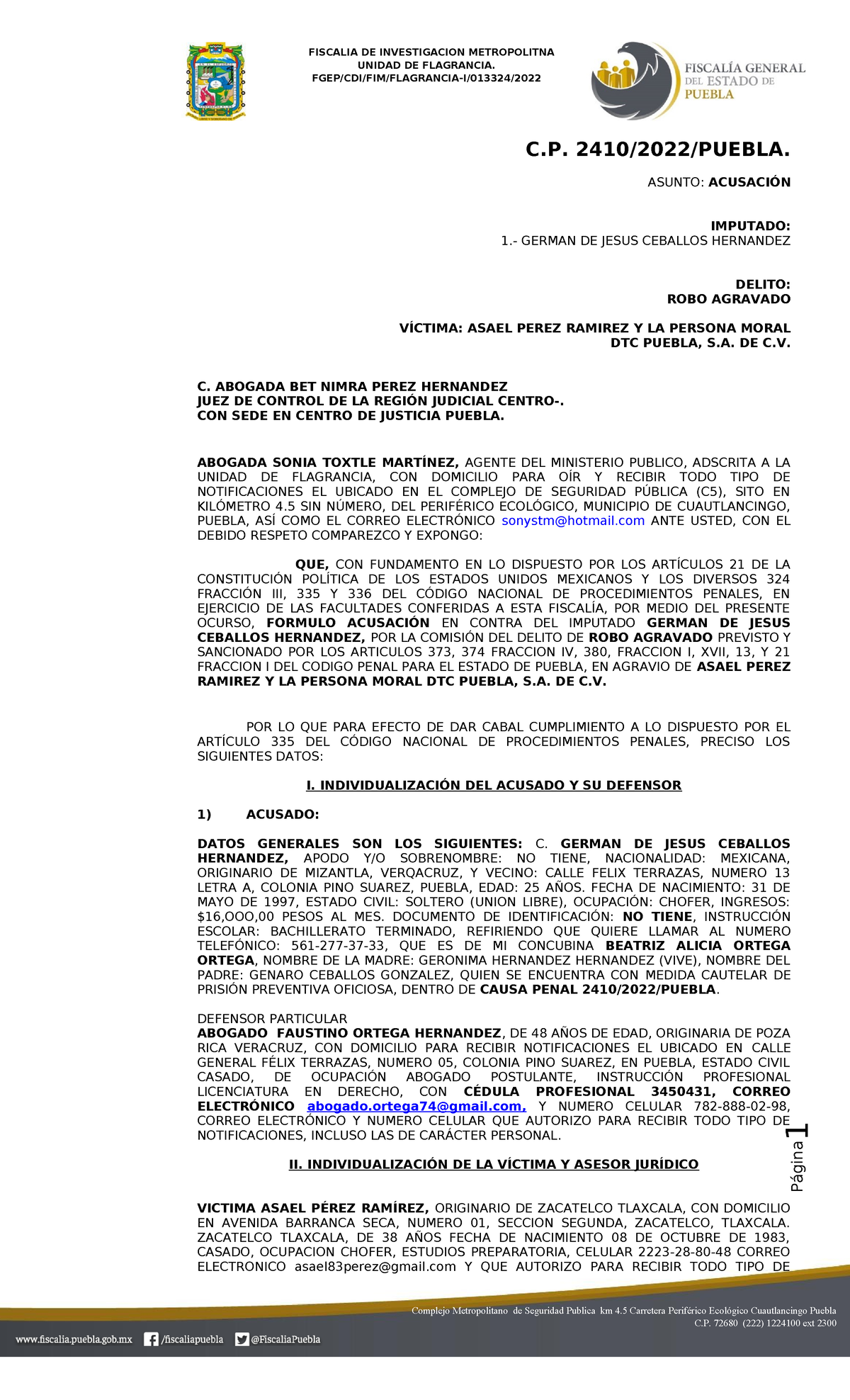 13324-2022-2022 Acusacion - UNIDAD DE FLAGRANCIA. FGEP/CDI/FIM ...