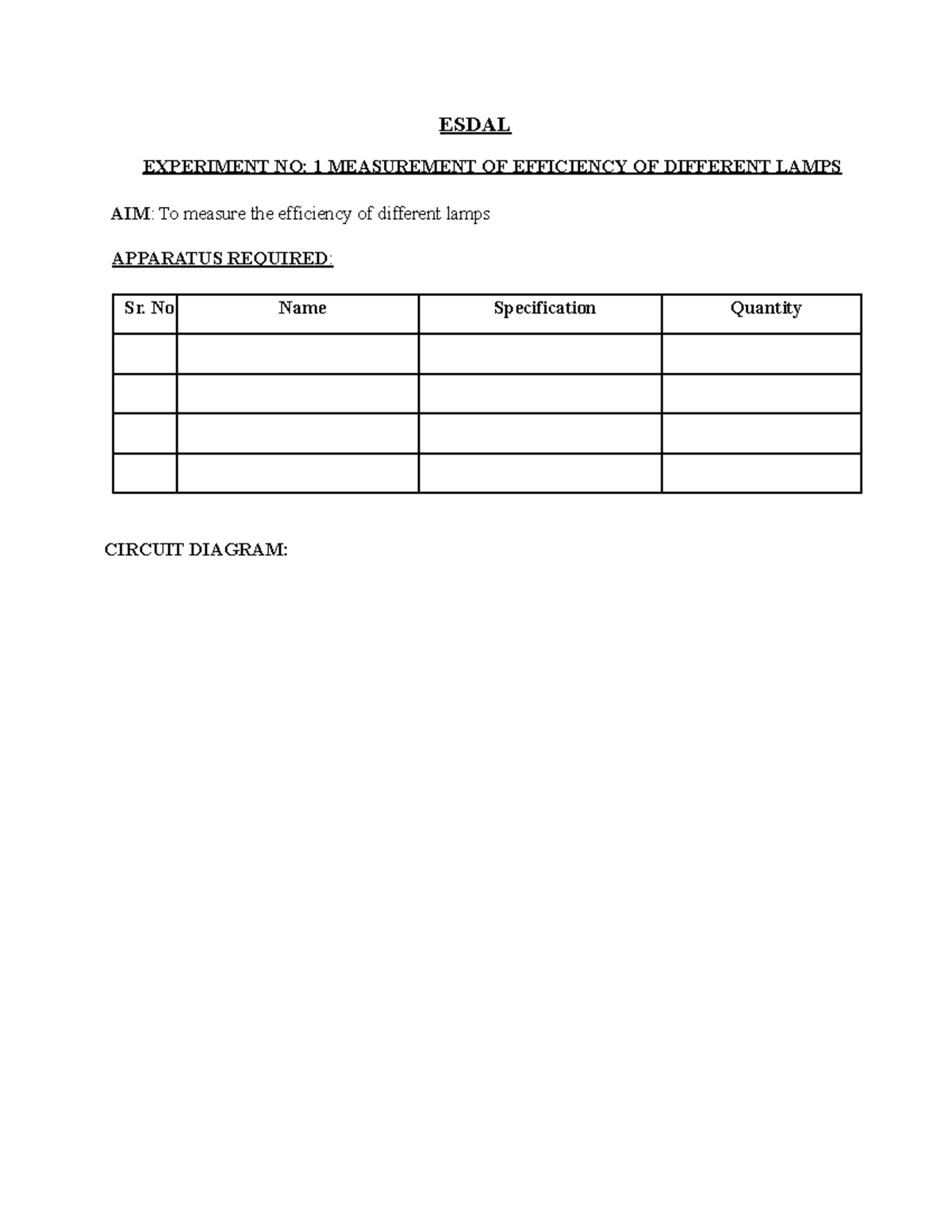 18 Exp1 Esdal - practical 1 - ESDAL EXPERIMENT NO: 1 MEASUREMENT OF ...