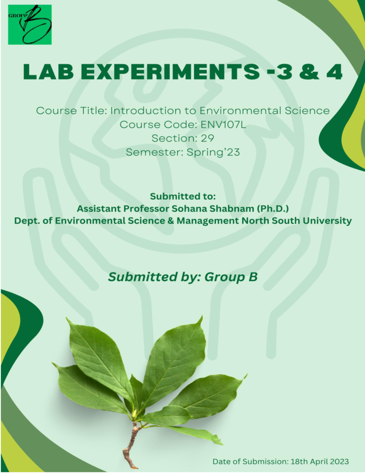 ENV-LAB- Report-2 Group-B-2 - LAB Report 03 Q1. a) Identify the pH value and the nature - Studocu