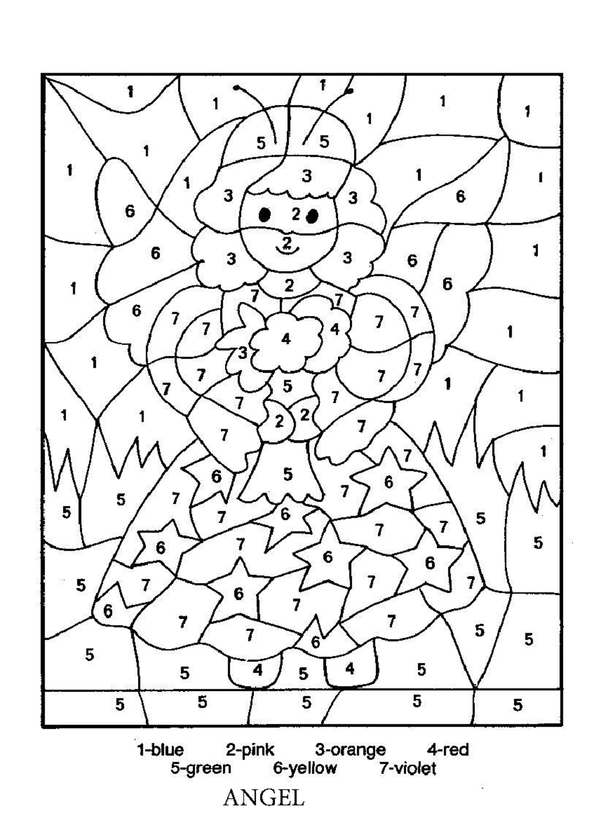 Angel color by numbers - Basic English - 1 1 1 1 1 1 5 5 1 1 1 3 1 I 3 ...