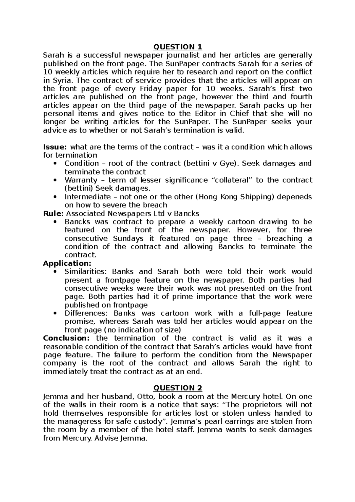 Scaffold 4 - QUESTION 1 Sarah is a successful newspaper journalist and ...