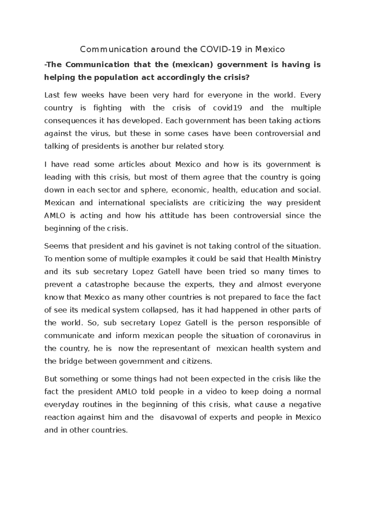 Communication around the Covid-19 in Mexico - Communication around the ...