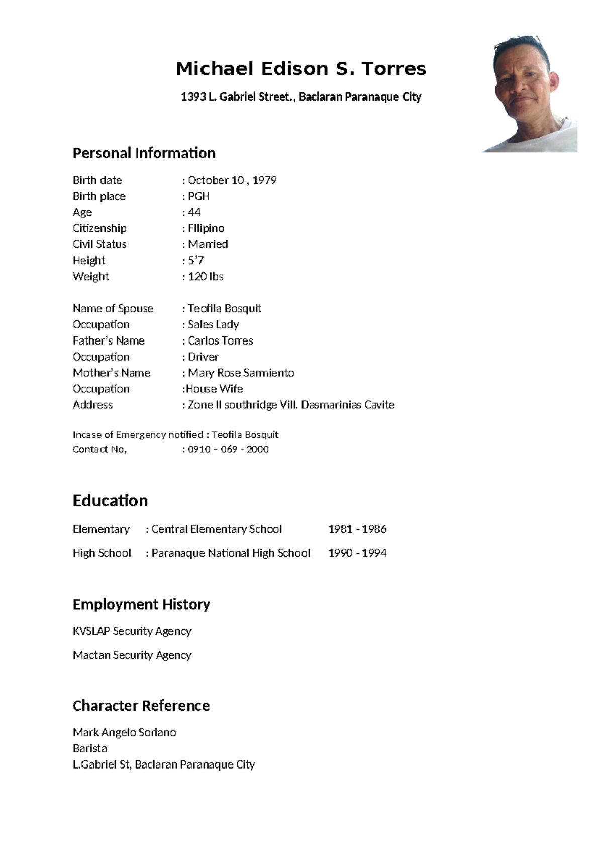 Michael Edison S - MARINE - Michael Edison S. Torres 1393 L. Gabriel ...