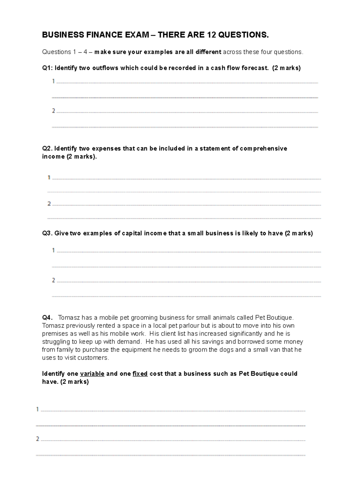 Mock 1 - Business Finance - Oct 2021bv - BUSINESS FINANCE EXAM – THERE ...