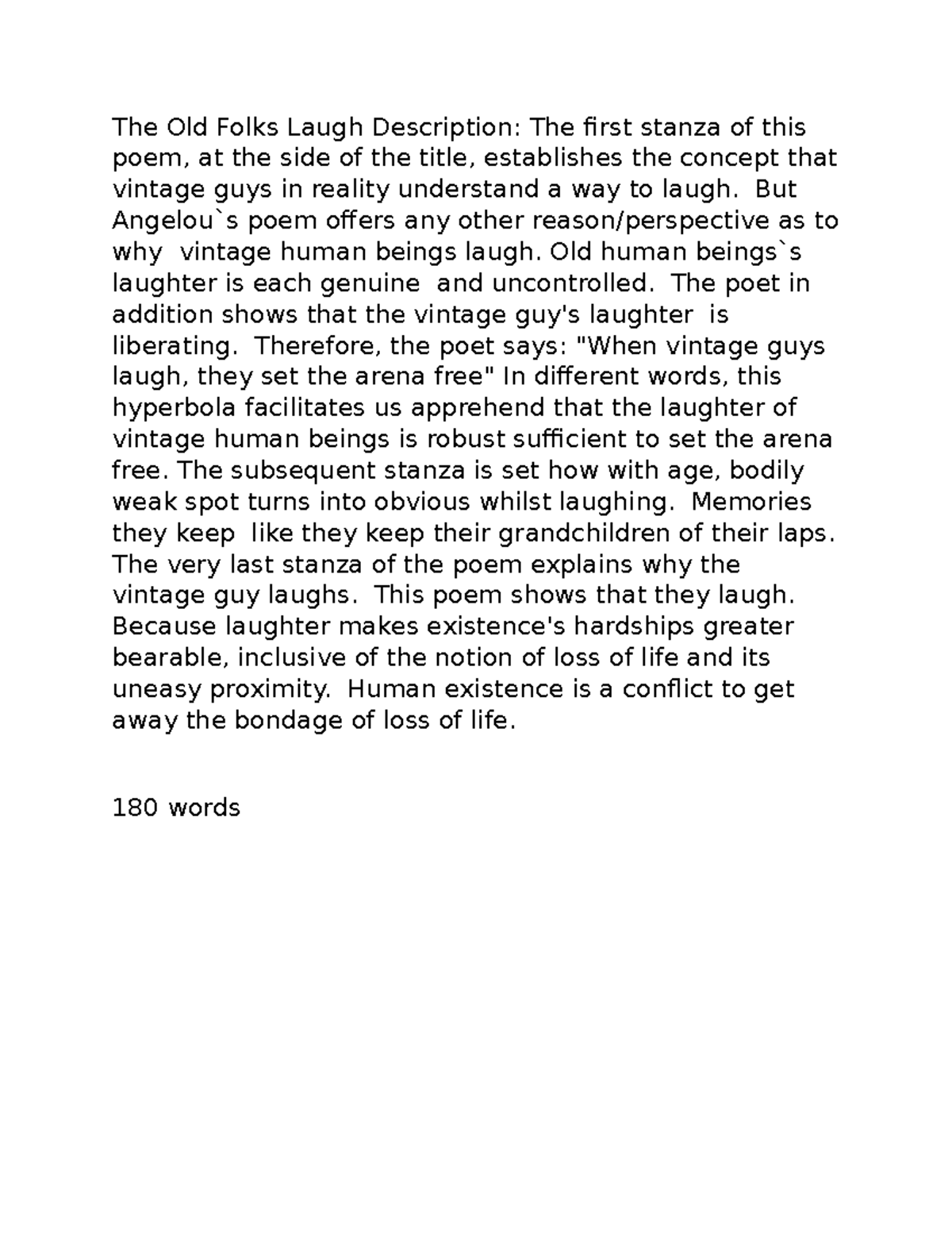 The Old Folks Laugh Description - But Angelous poem offers any other ...