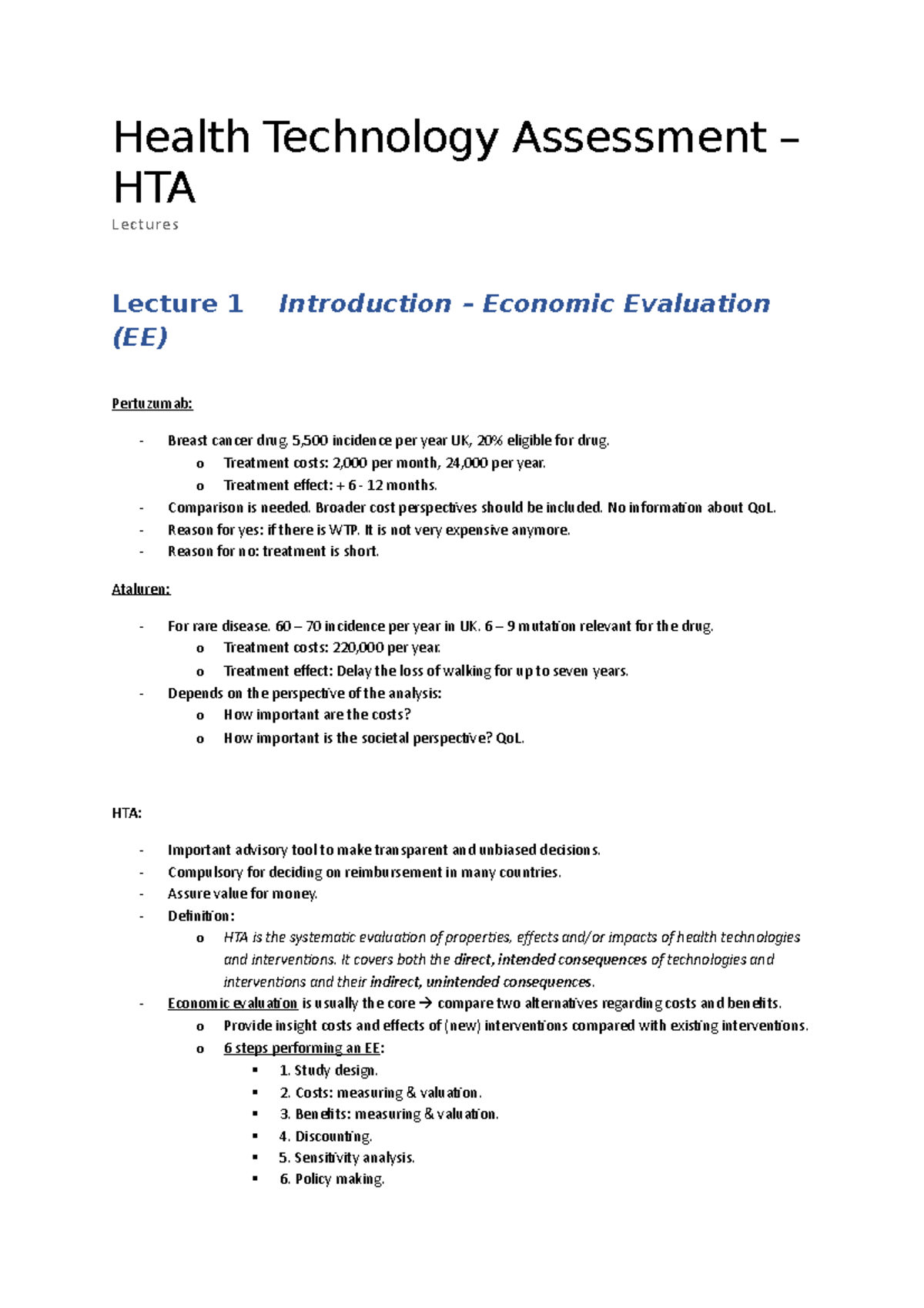HTA lecture 1 - Health Technology Assessment – HTA Lectures Lecture 1 ...