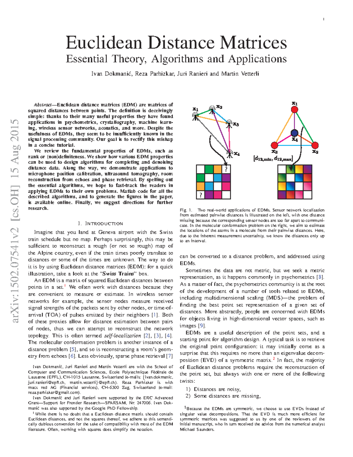 1502 - Lecture notes 2 - Euclidean Distance Matrices Essential Theory ...
