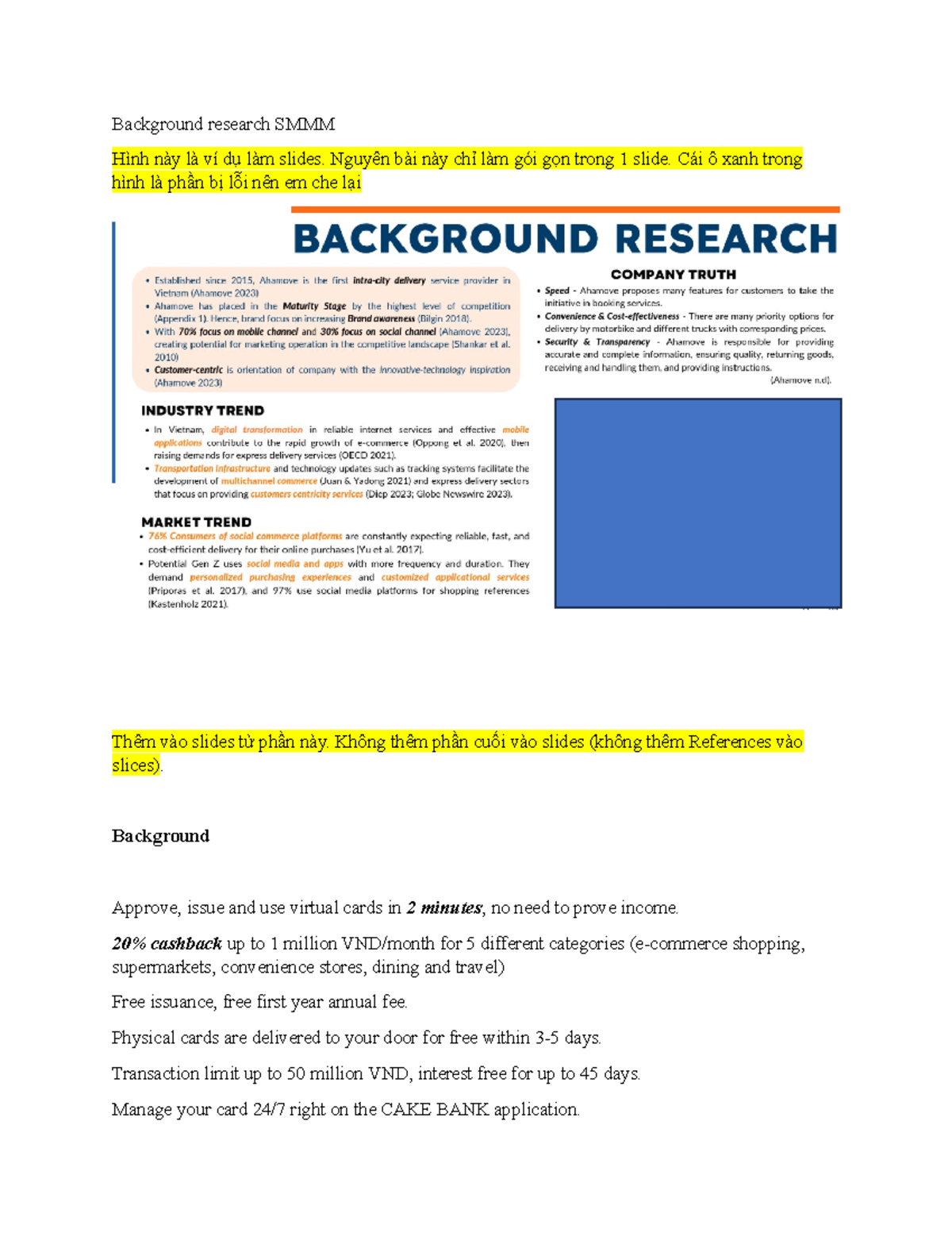 Background research - Nguyên bài này chỉ làm gói gọn trong 1 slide. Cái ...