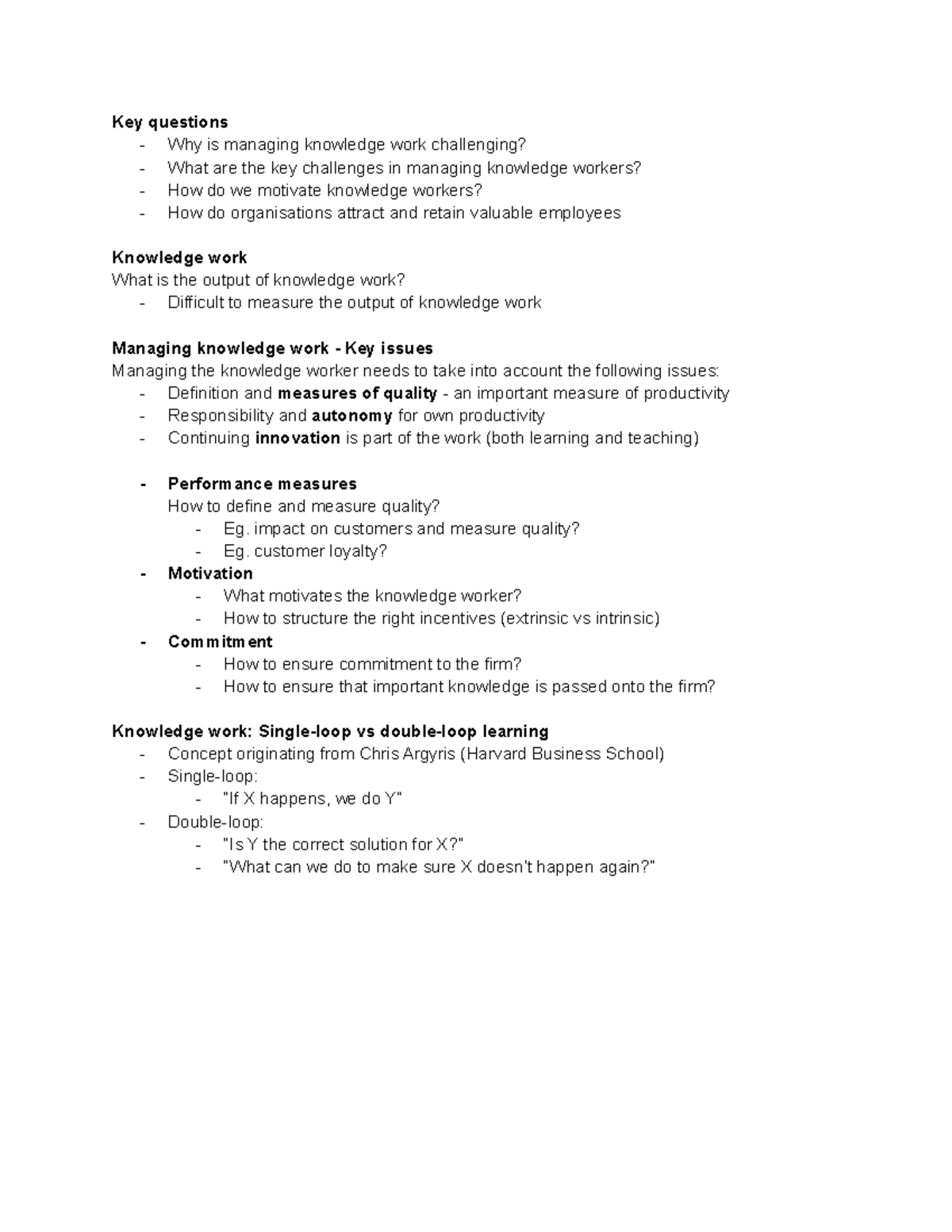 W8L11 - Knowledge Work and the Knowledge Worker - Key questions - Why ...