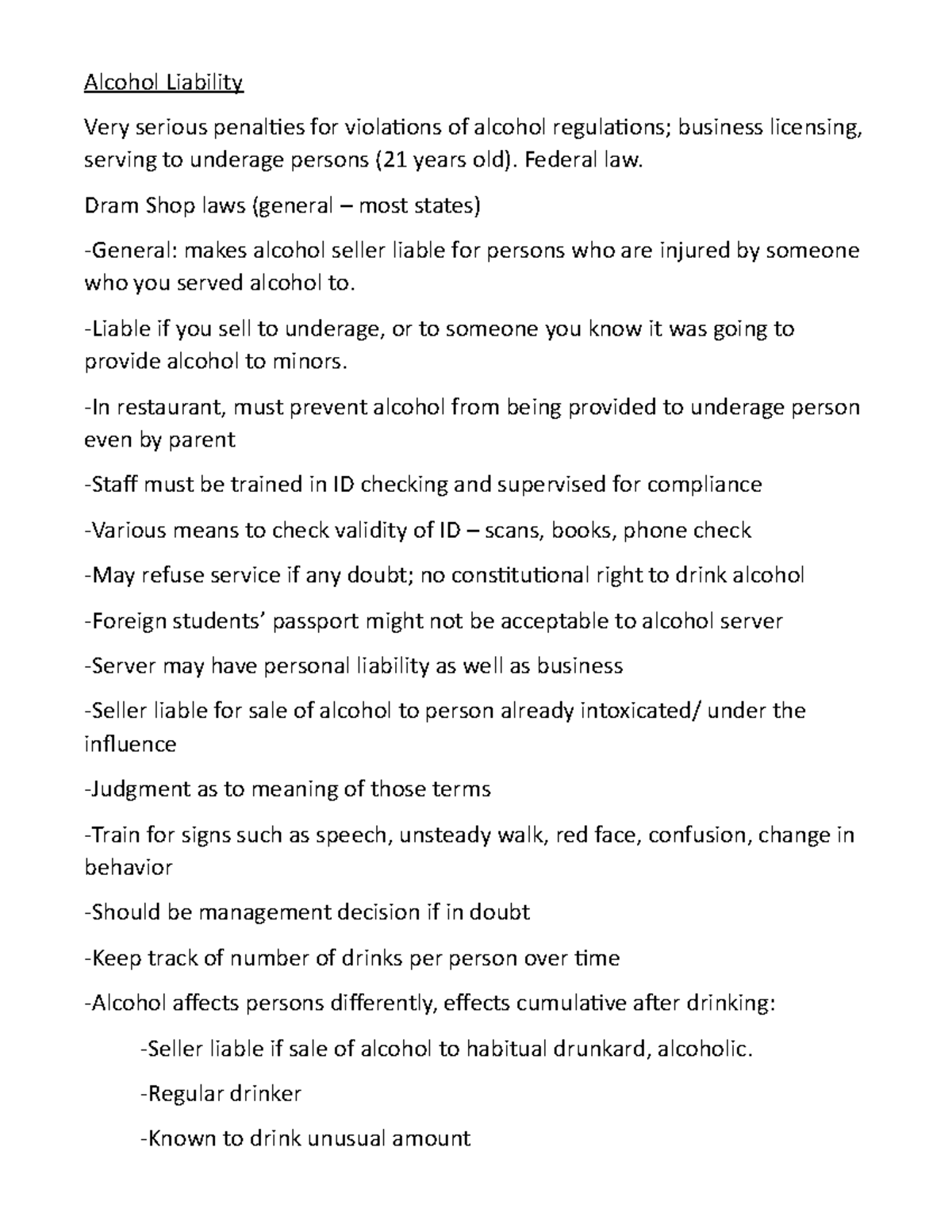 Alcohol Liability - Assignment - Alcohol Liability Very serious ...