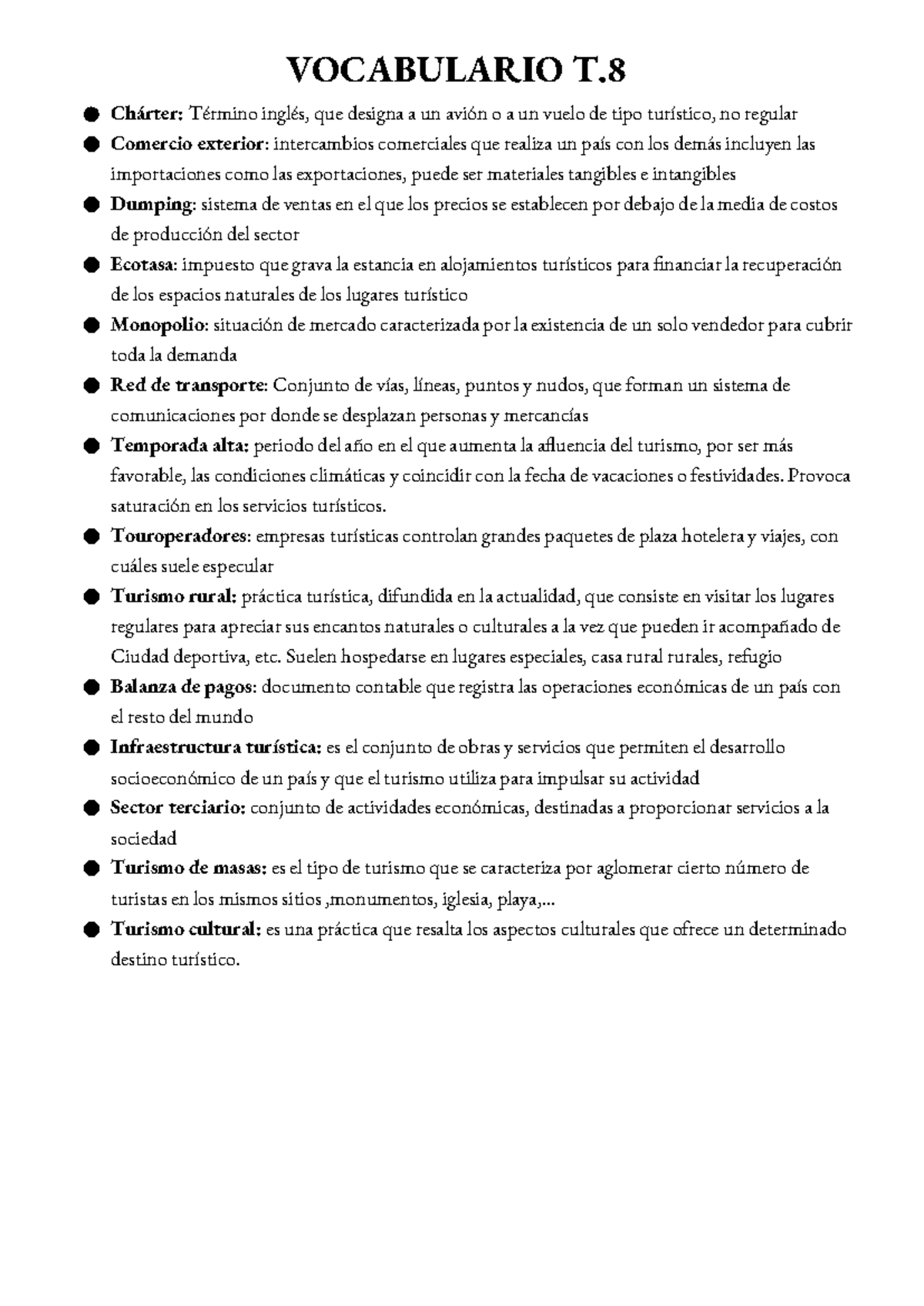 Vocabulario T8 - VOCABULARIO T. Chárter: Término inglés, que designa a ...