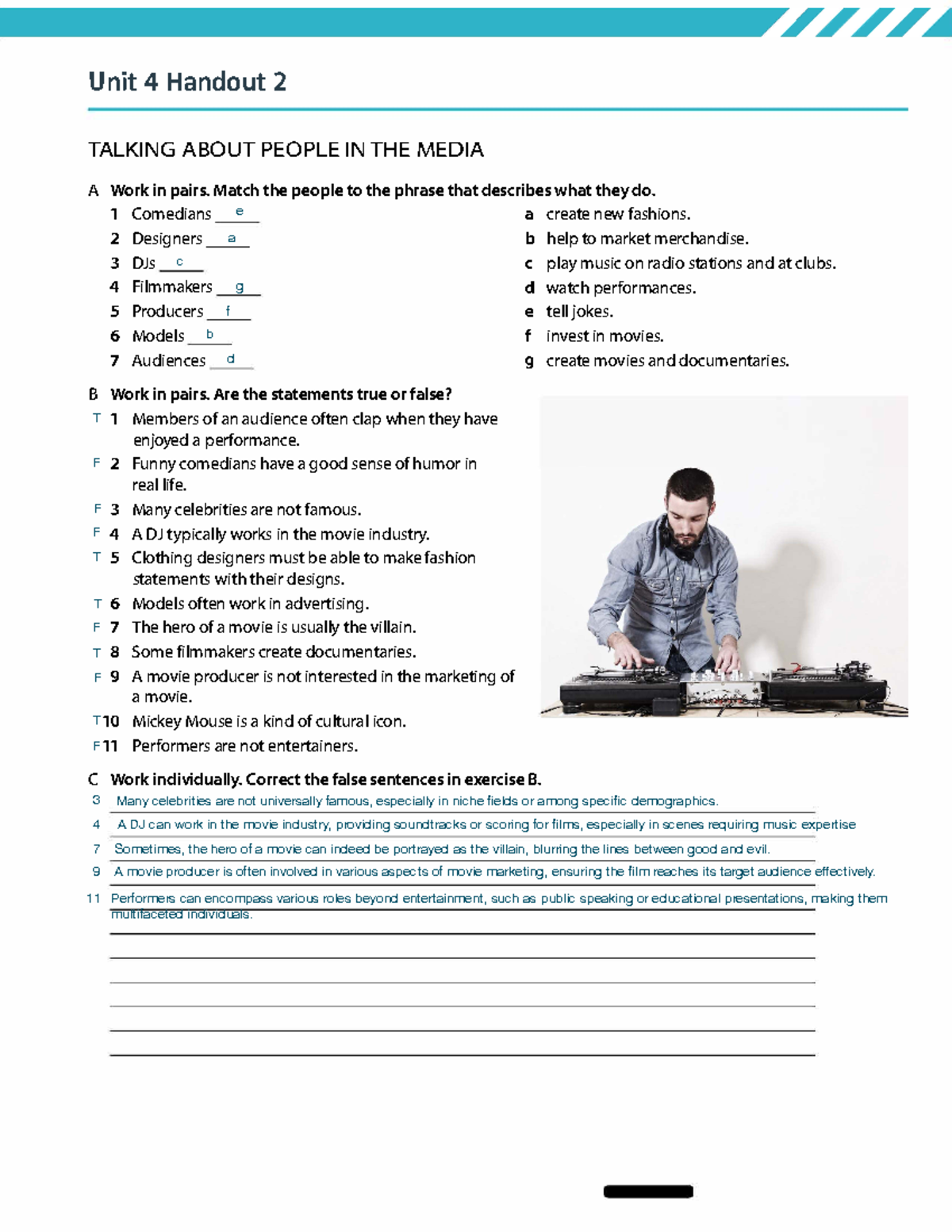 BUS 2.0 Level 4 Lesson Plan 4 Handout 2 copia - Unit 4 Handout 2 ...