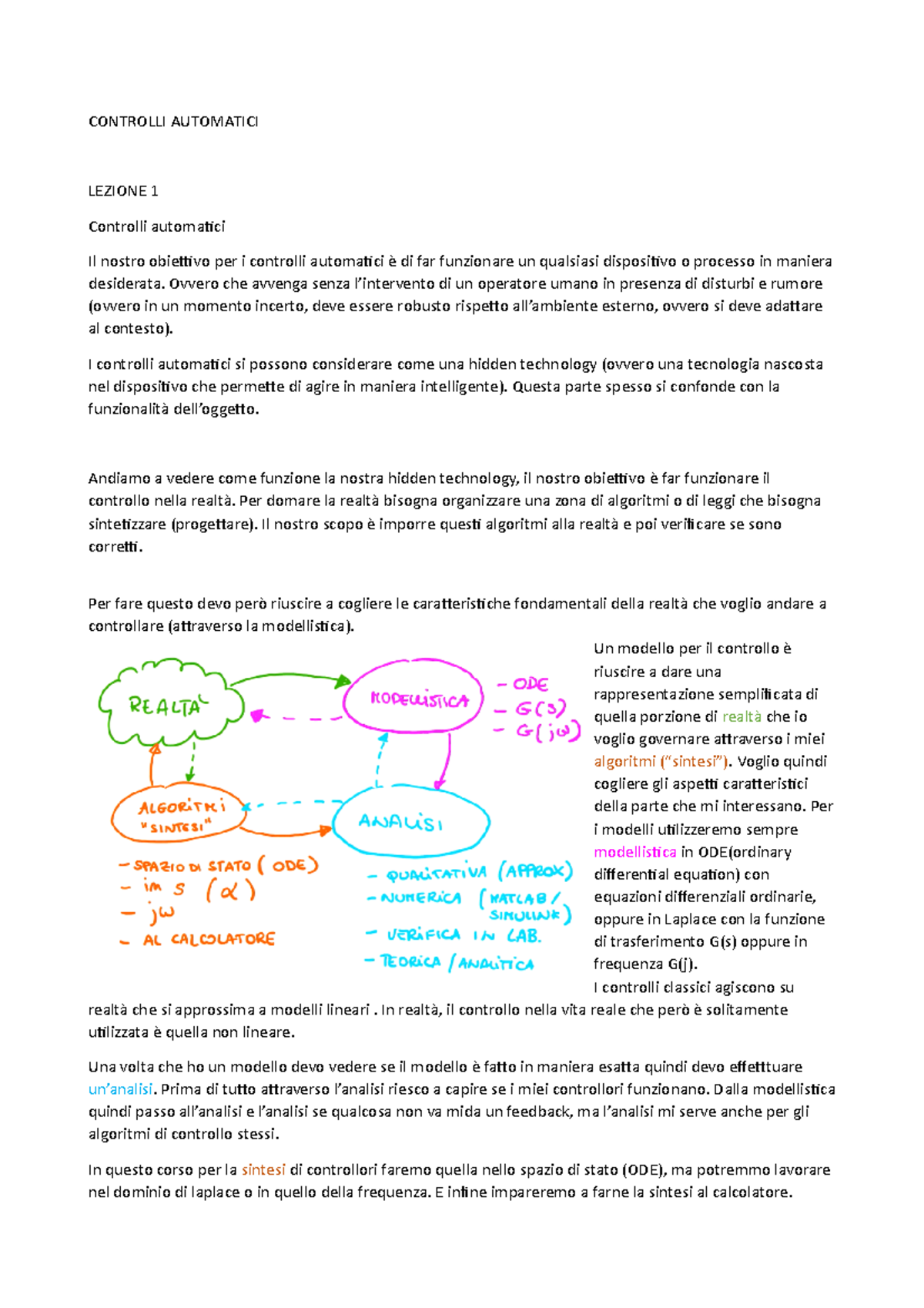 Lezione 1 Controlli automatici, prof Santini - CONTROLLI AUTOMATICI ...