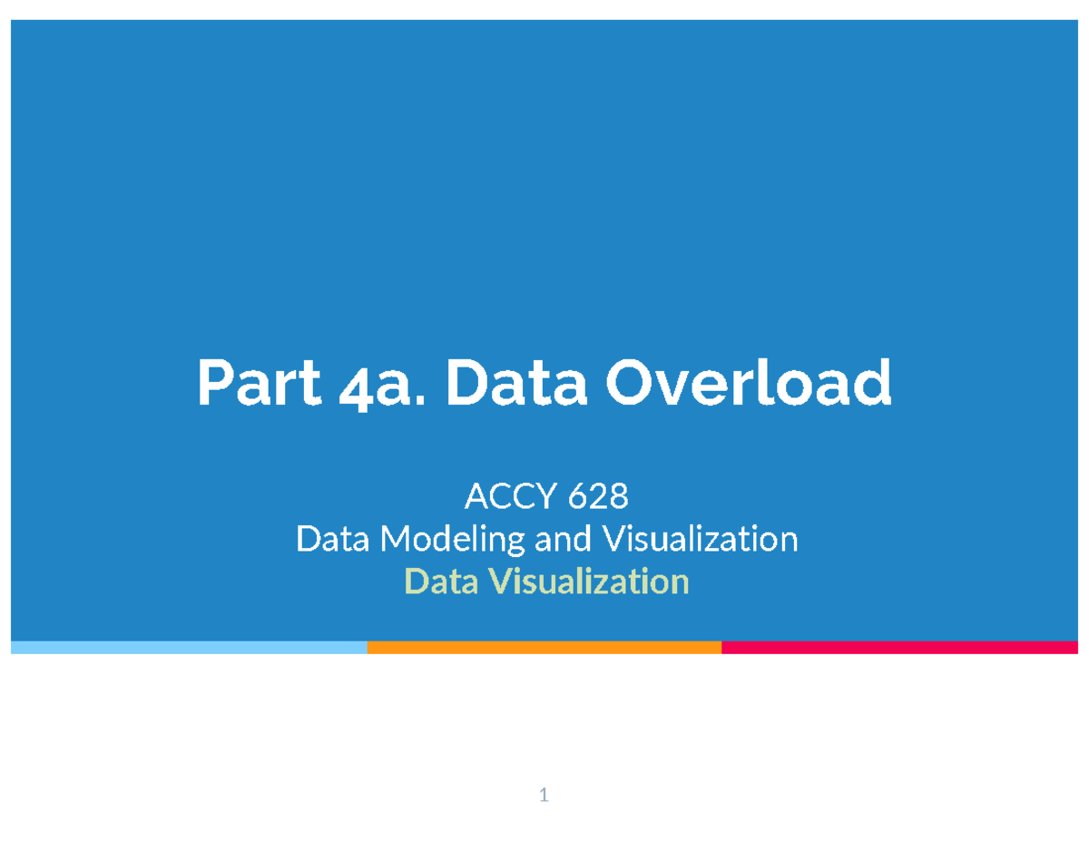 Data Overload and Informativeness in Data Visualization - Studocu