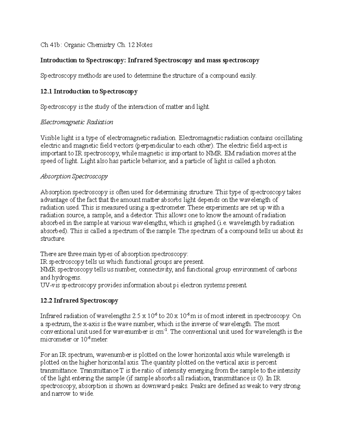 Ch 41b Chapter 12 Textbook Notes - Ch 41b: Organic Chemistry Ch. 12 ...
