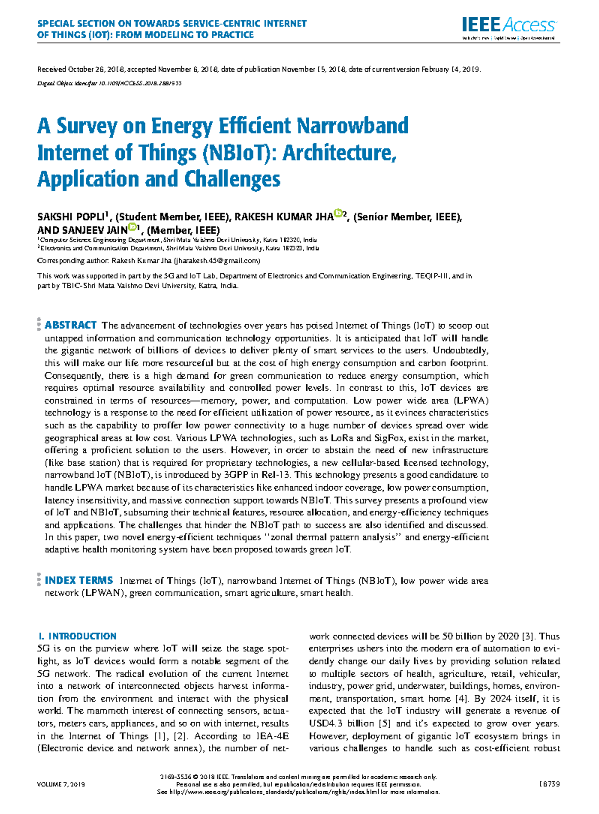 A Survey on Energy Efficient Narrowband Internet of Things NBIo T ...