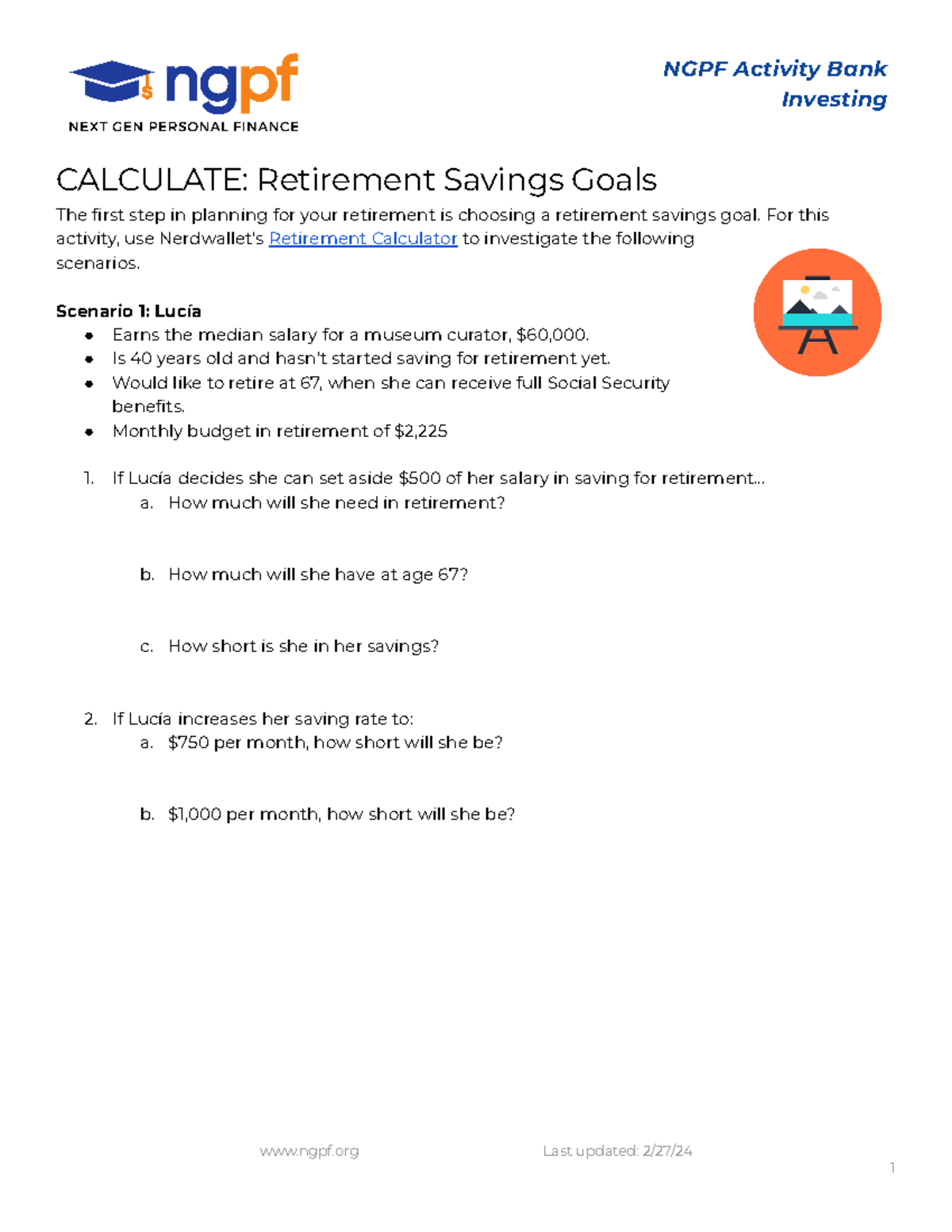 Calculate: Retirement Savings Goals - NGPF Activity Bank Investing ...