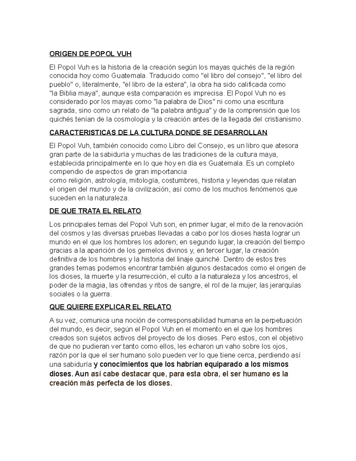 Origen DE Popol VUH - ORIGEN DE POPOL VUH El Popol Vuh es la historia ...