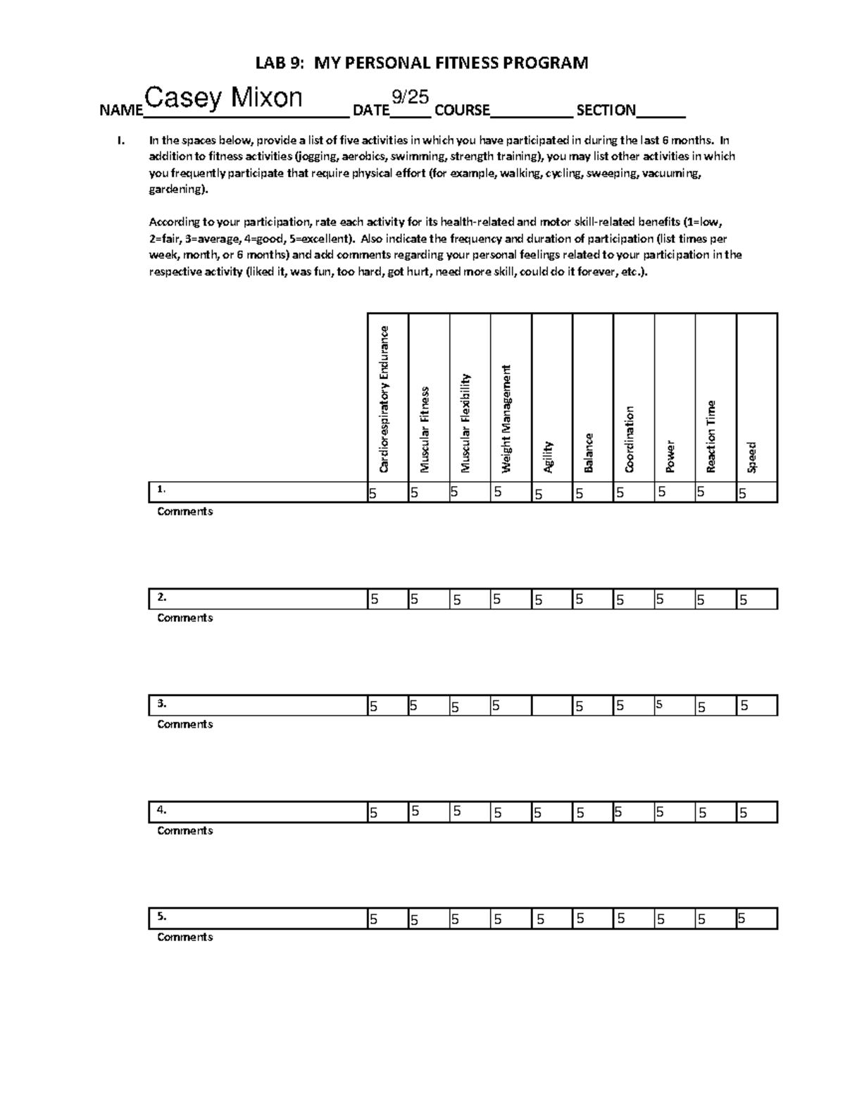 Lab 9 My Personal Fitness Activity Fillable Fields 2017 (1) - LAB 9: MY ...