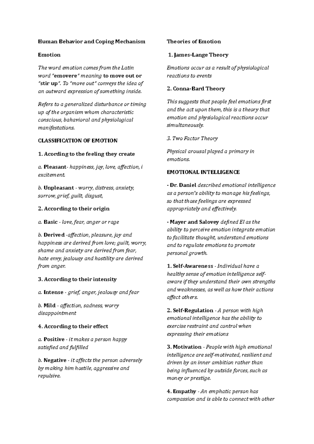 Human Behavior and Coping Mechanism 1 - Human Behavior and Coping ...