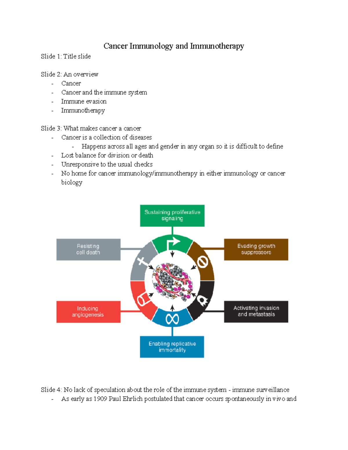 Lecture Cancer Immunology and Immunotherapy - Cancer Immunology and ...