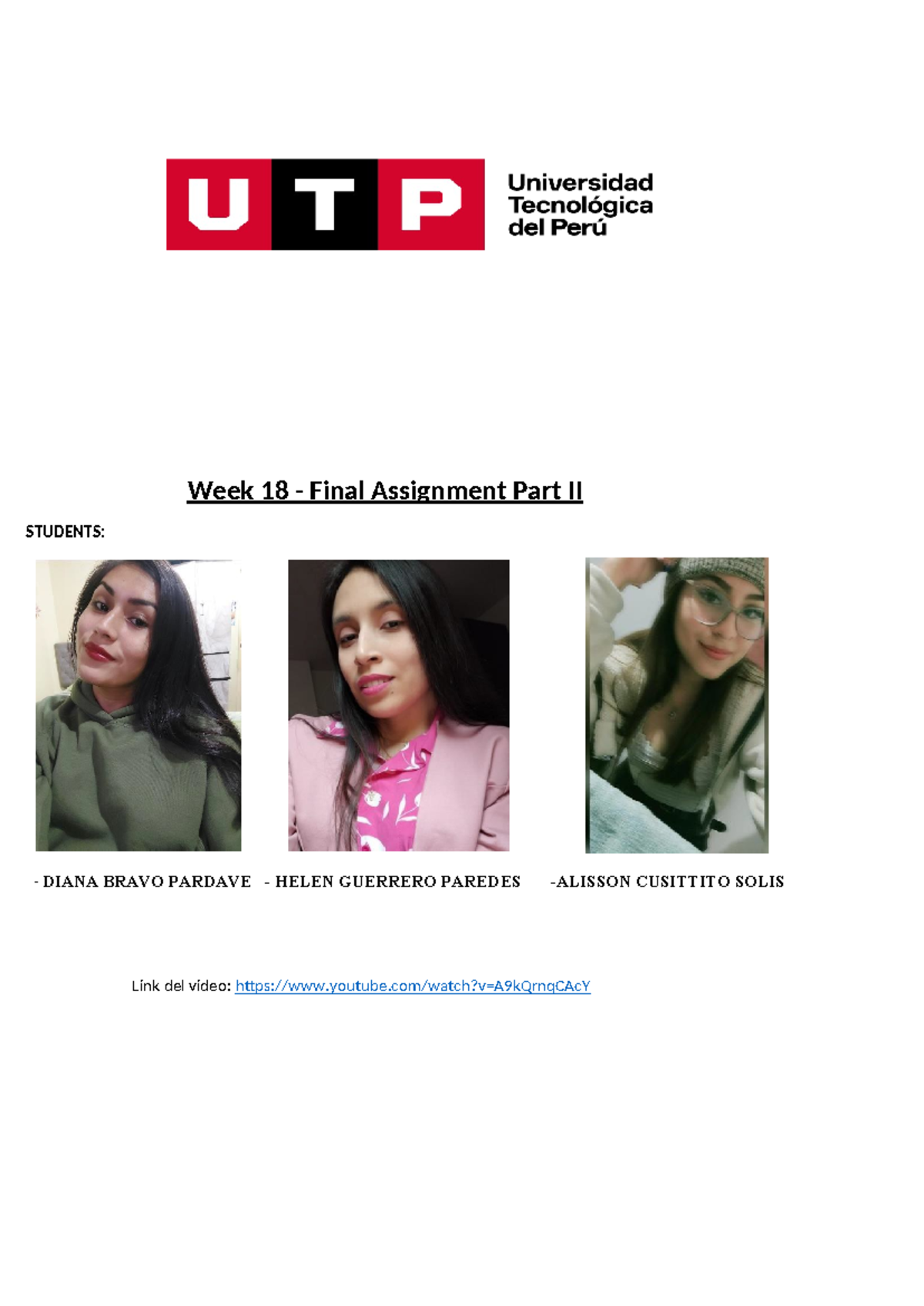 Week 18- Final Assignment Part II - Ingles II - Studocu