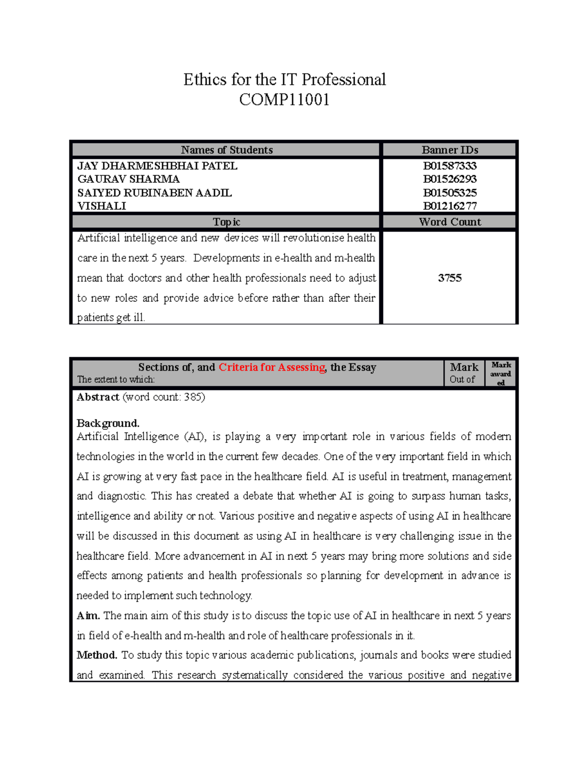 Final Document(EITP) - Ethics for the IT Professional COMP Names of Students Banner IDs JAY ...