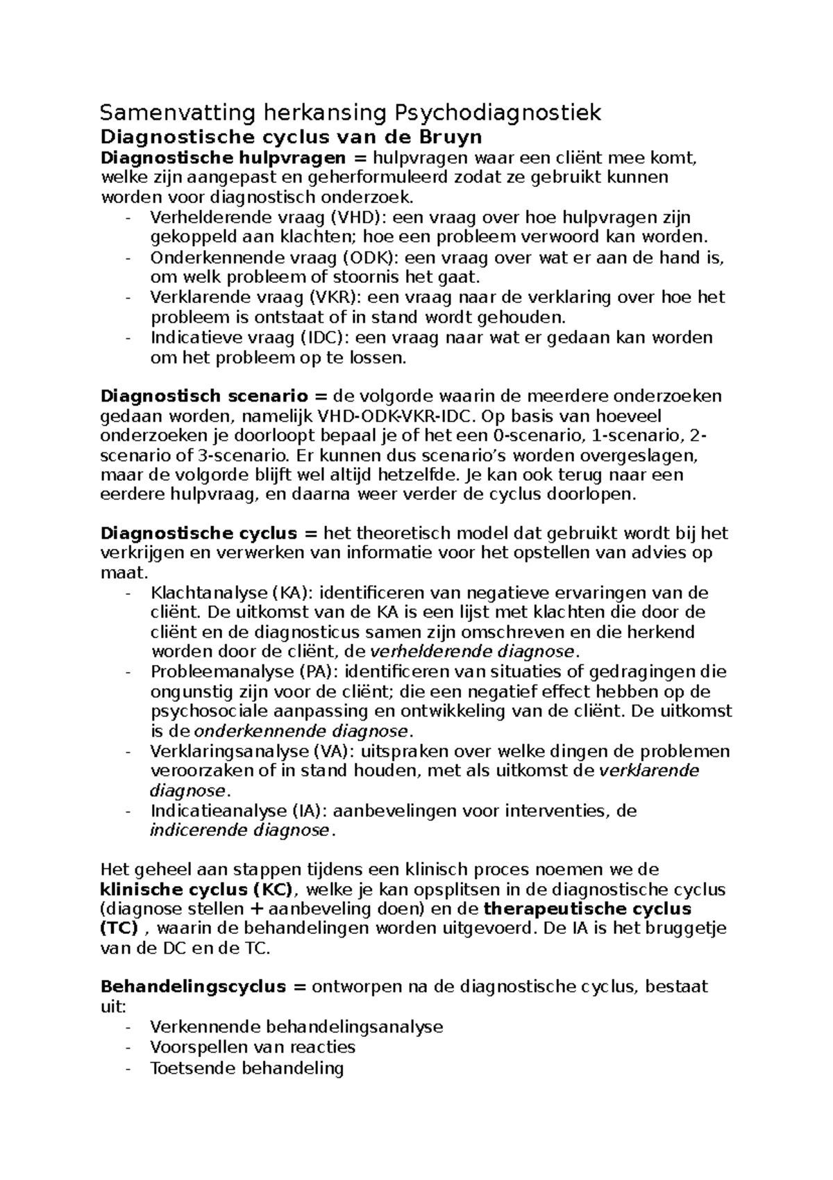 Samenvatting her PD - Samenvatting herkansing Psychodiagnostiek ...
