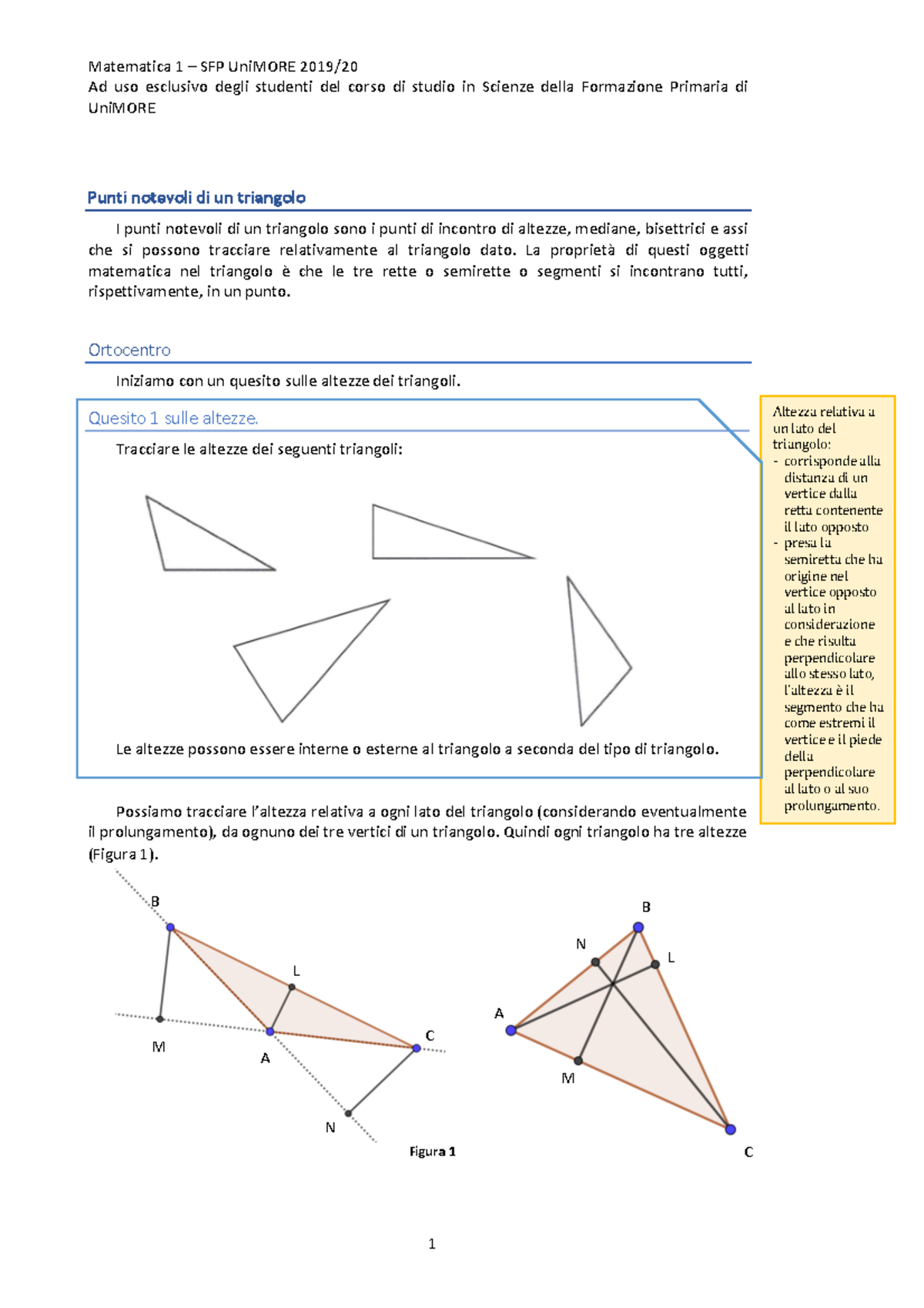 Appunti punti notevoli triangoli - Ad uso esclusivo degli studenti del ...