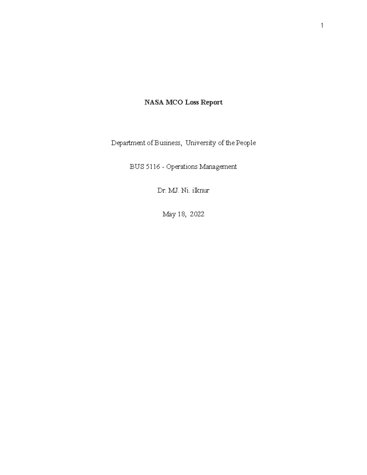 Paper 3 NASA MCO Loss Report - NASA MCO Loss Report Department of ...