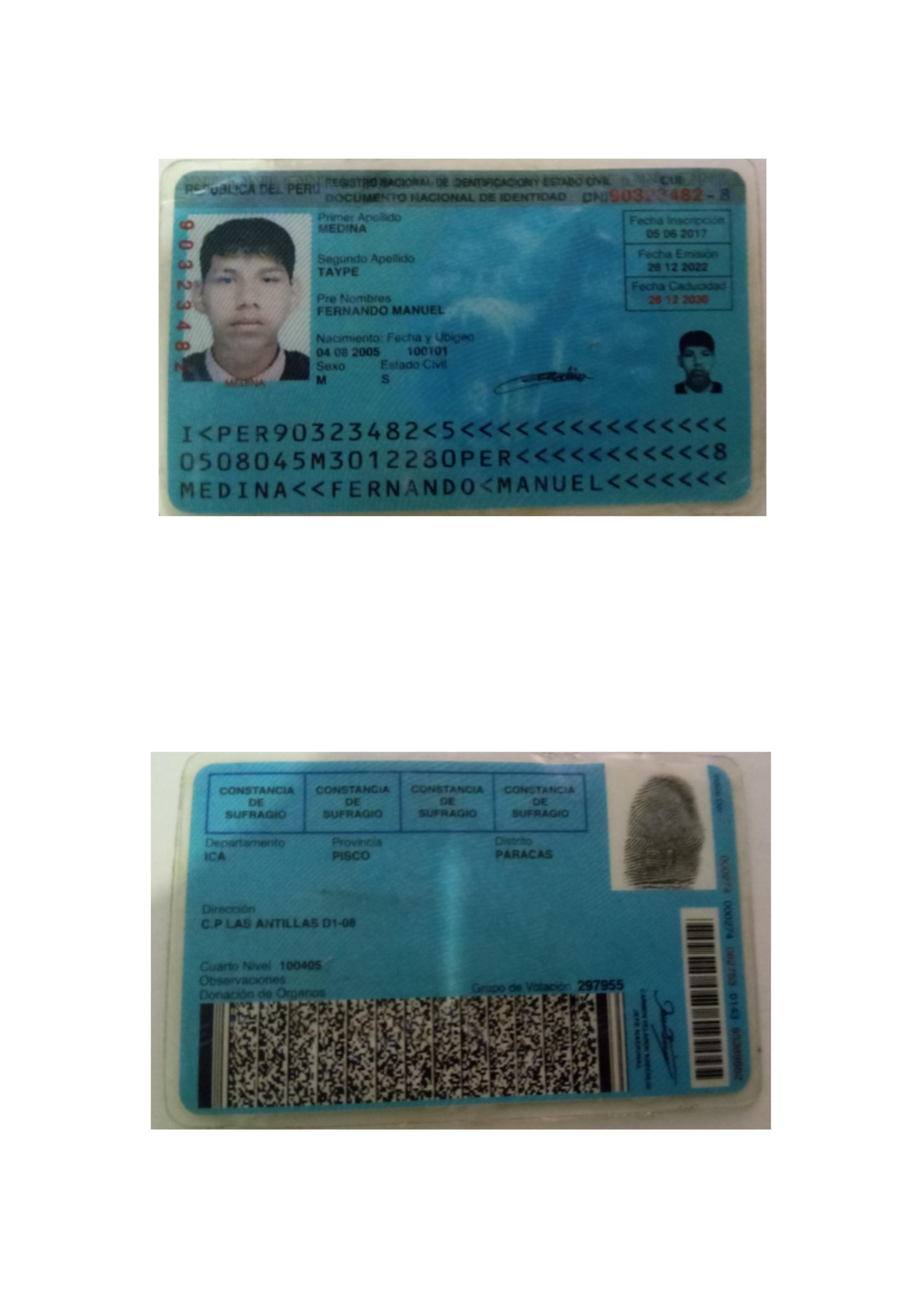 Doc1 - DDD - per UBLICA DEL PERO REGISTRO NACIONAL DE IDENTIFICACIONY ESTADO CIVIL DOCUMENTO ...