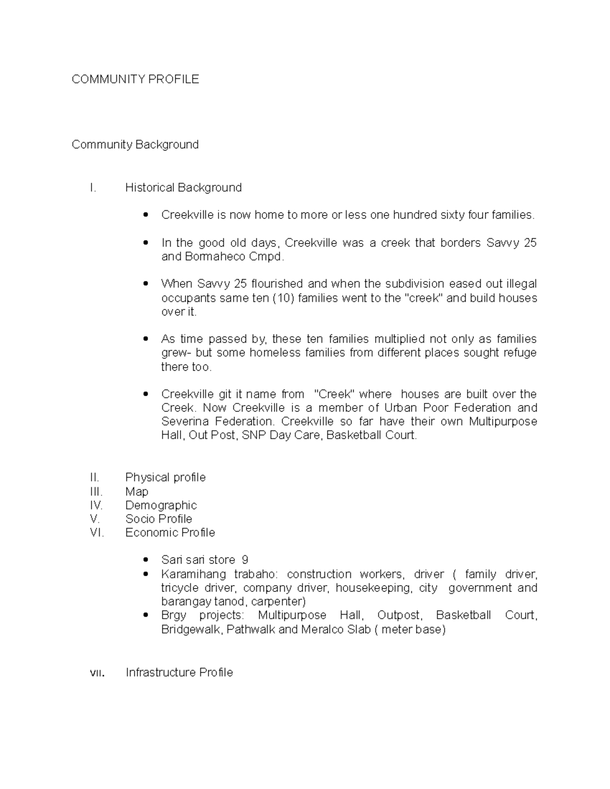 Community- Profile - helo - COMMUNITY PROFILE Community Background I ...