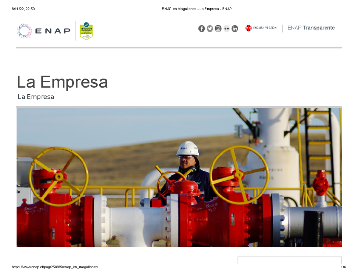 ENAP en Magallanes - La Empresa - ENAP - La Empresa La Empresa ENGLISH ...