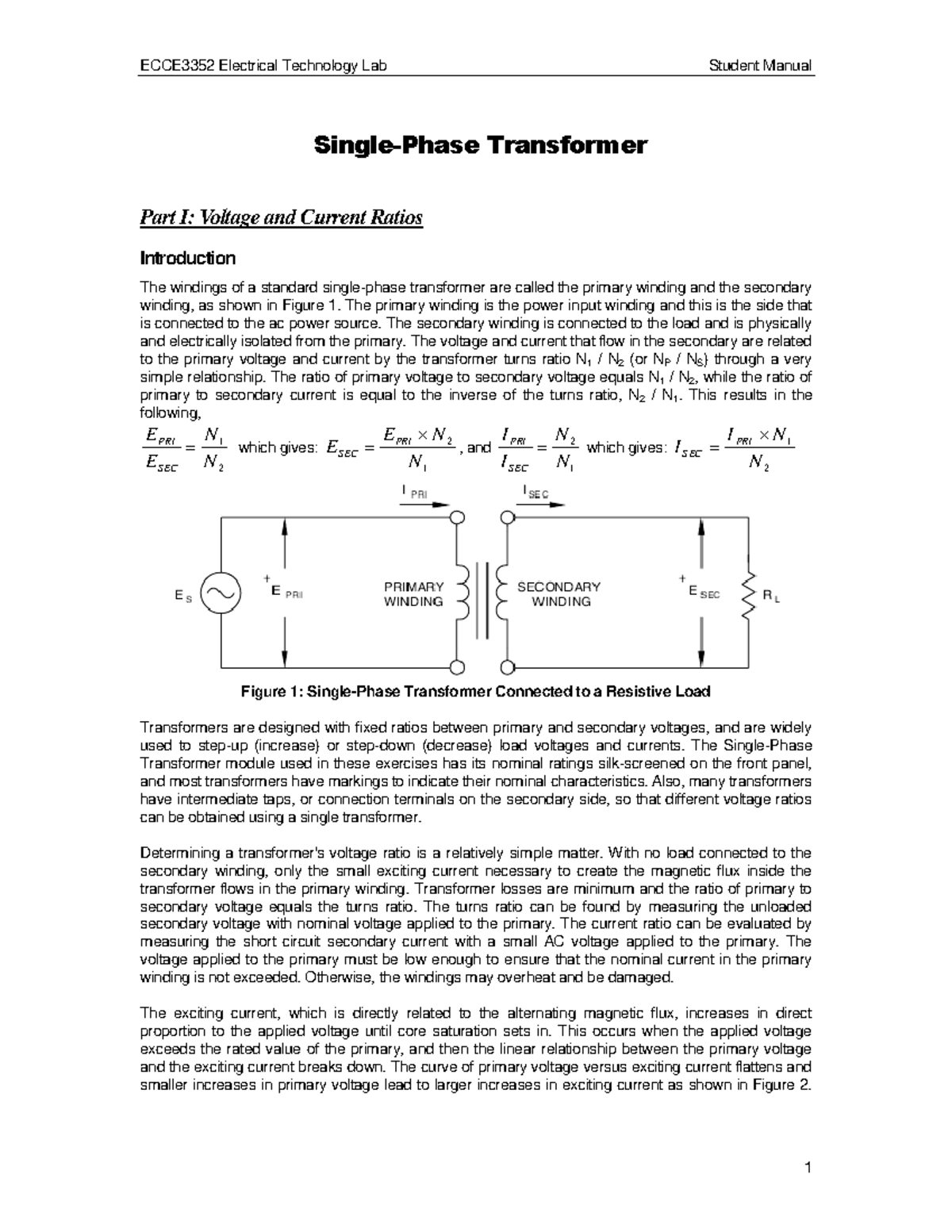 Single-Phase-Transformer - Single-Phase Transformer Part I: Voltage and ...