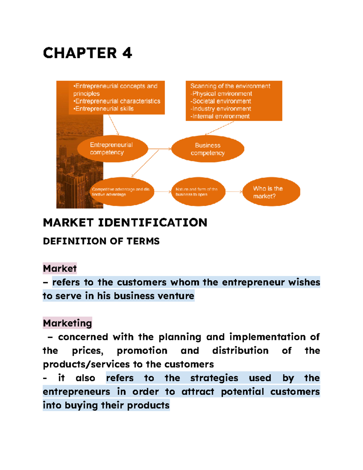 Entrep All Notes - CHAPTER 4 MARKET IDENTIFICATION DEFINITION OF TERMS ...