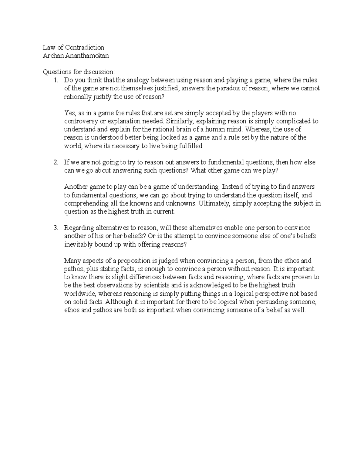 Law of Contradiction Logic 2 - Law of Contradiction Archan Ananthamokan ...