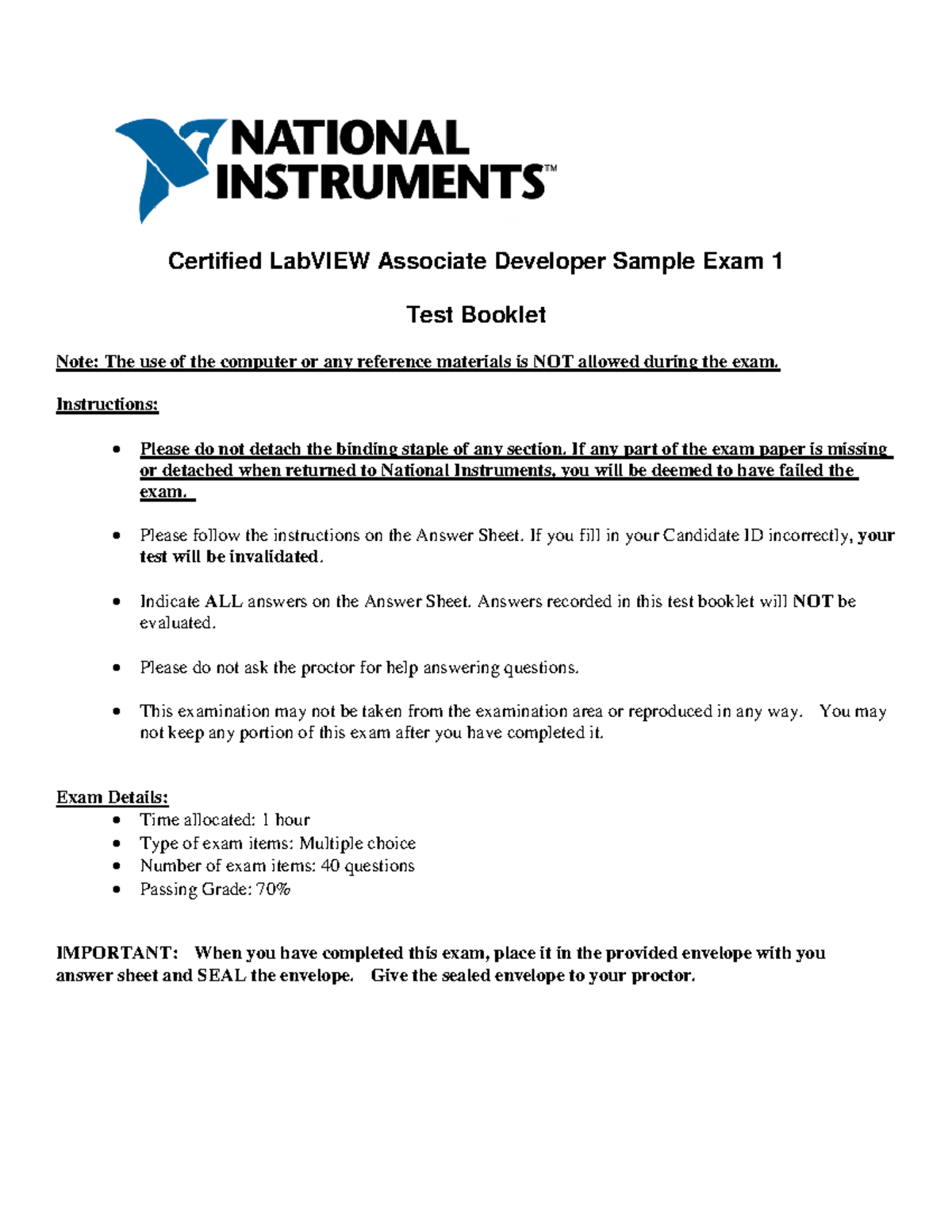 Clad5 - assas - Certified LabVIEW Associate Developer Sample Exam 1 ...