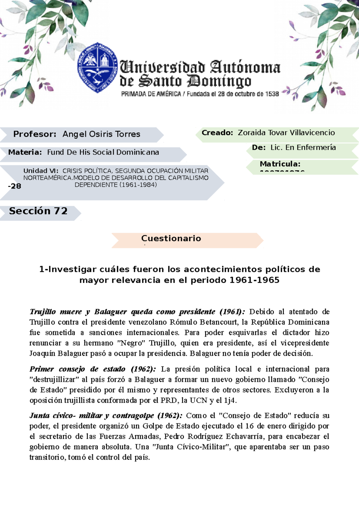 Cuestionario de la Unidad VI - Profesor: Angel Osiris Torres Materia ...