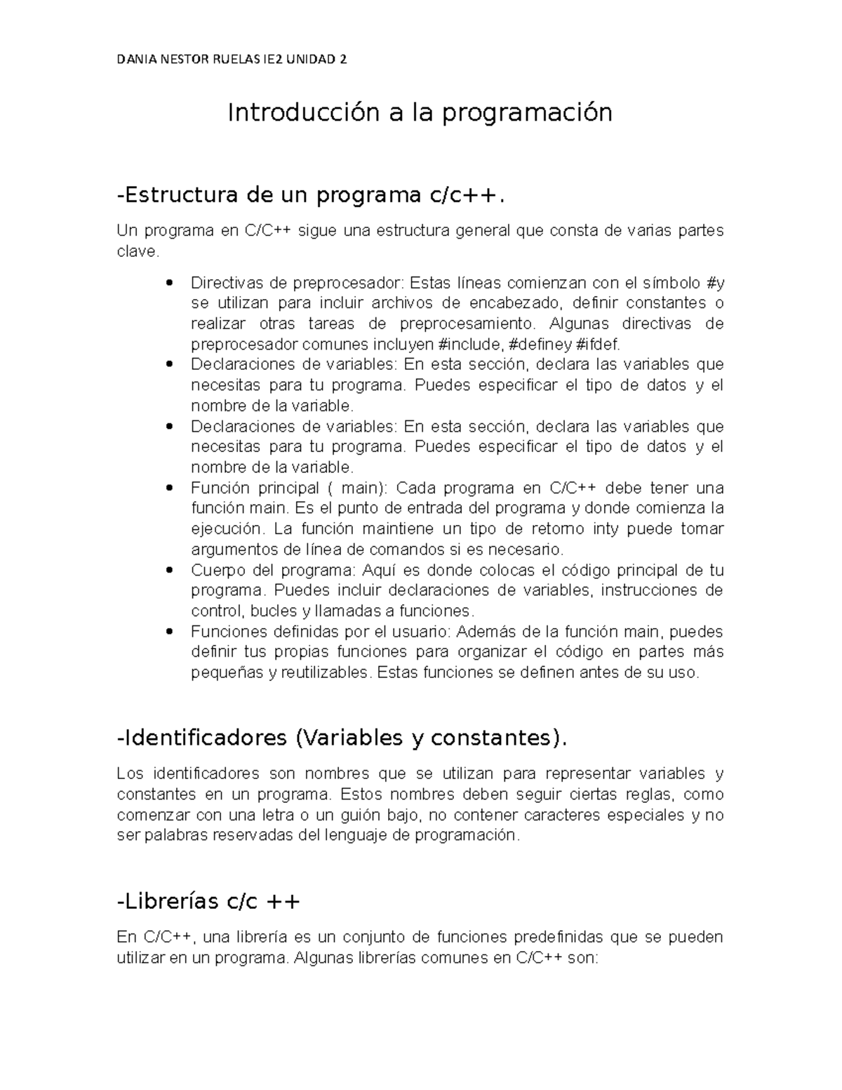 Introducción a la program dan - Introducción a la programación -Estructura de un programa c/c++ ...